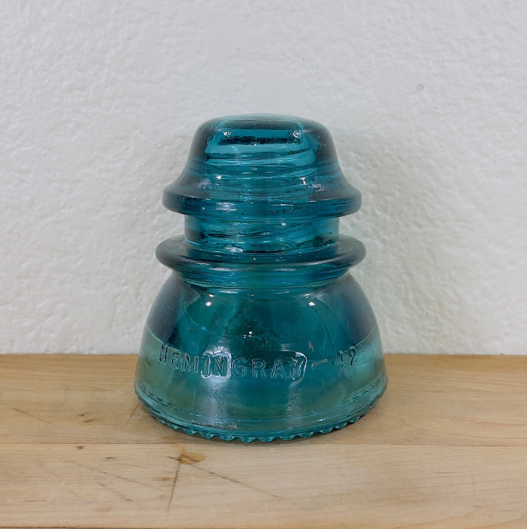 Teal Blue Glass Powerline Insulator With Round Drip Points by Hemingray ...