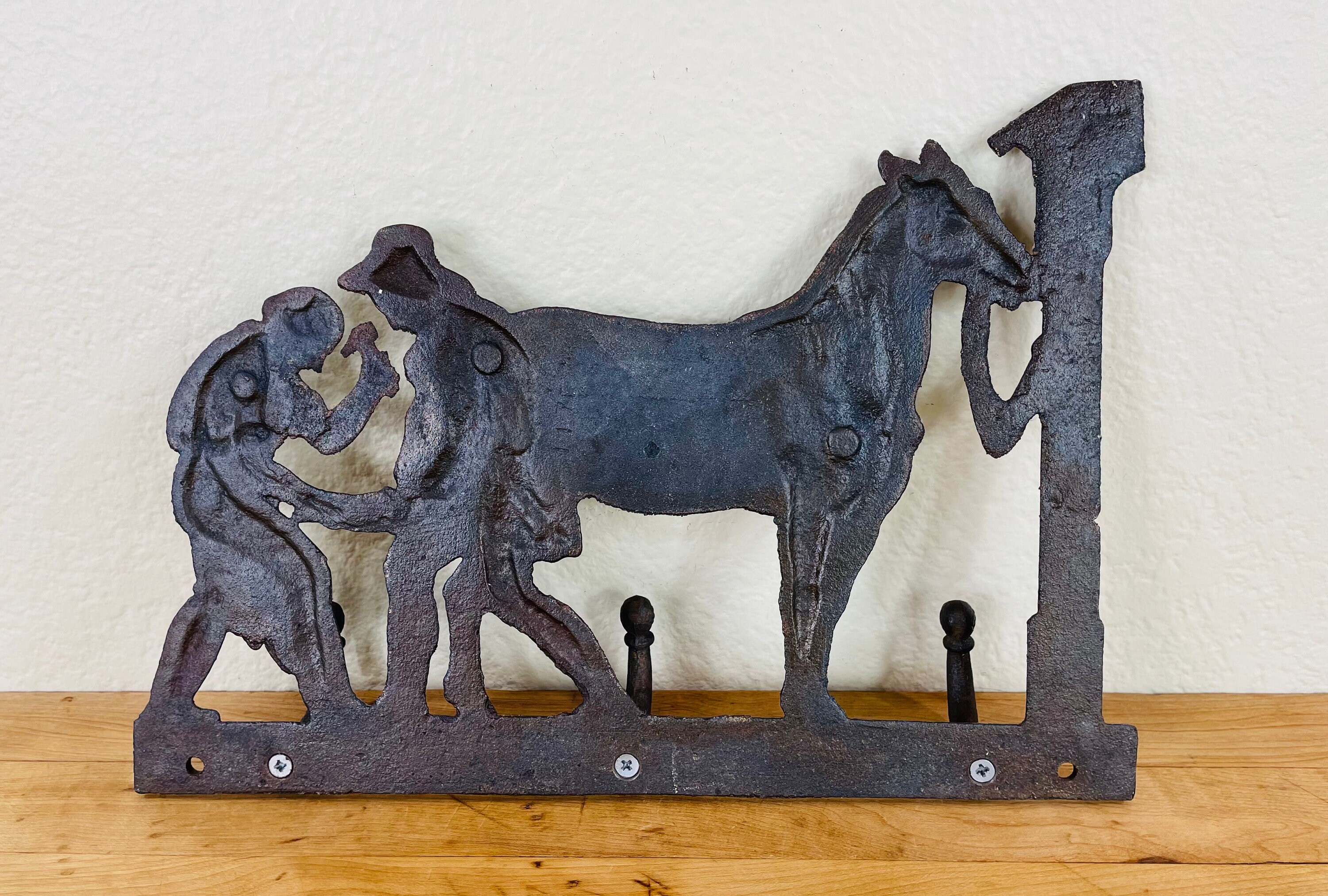 Black Cast Iron Horse and 2 Farriers/blacksmiths Coat Rack - Etsy
