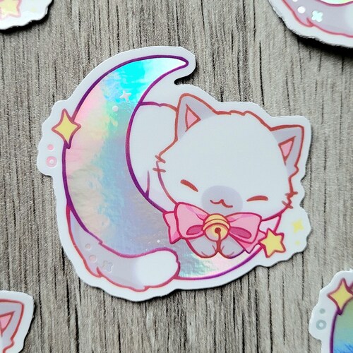 Koi Pond Holographic Stickers 2 Vinyl Magic Moon & | Etsy