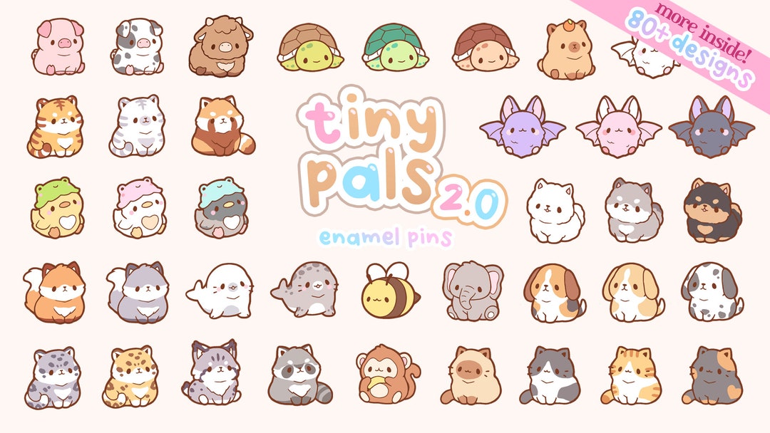 PRE-ORDER Tiny Pals 2.0 Enamel Pins Cute Animals Lapel Board Filler Cat ...
