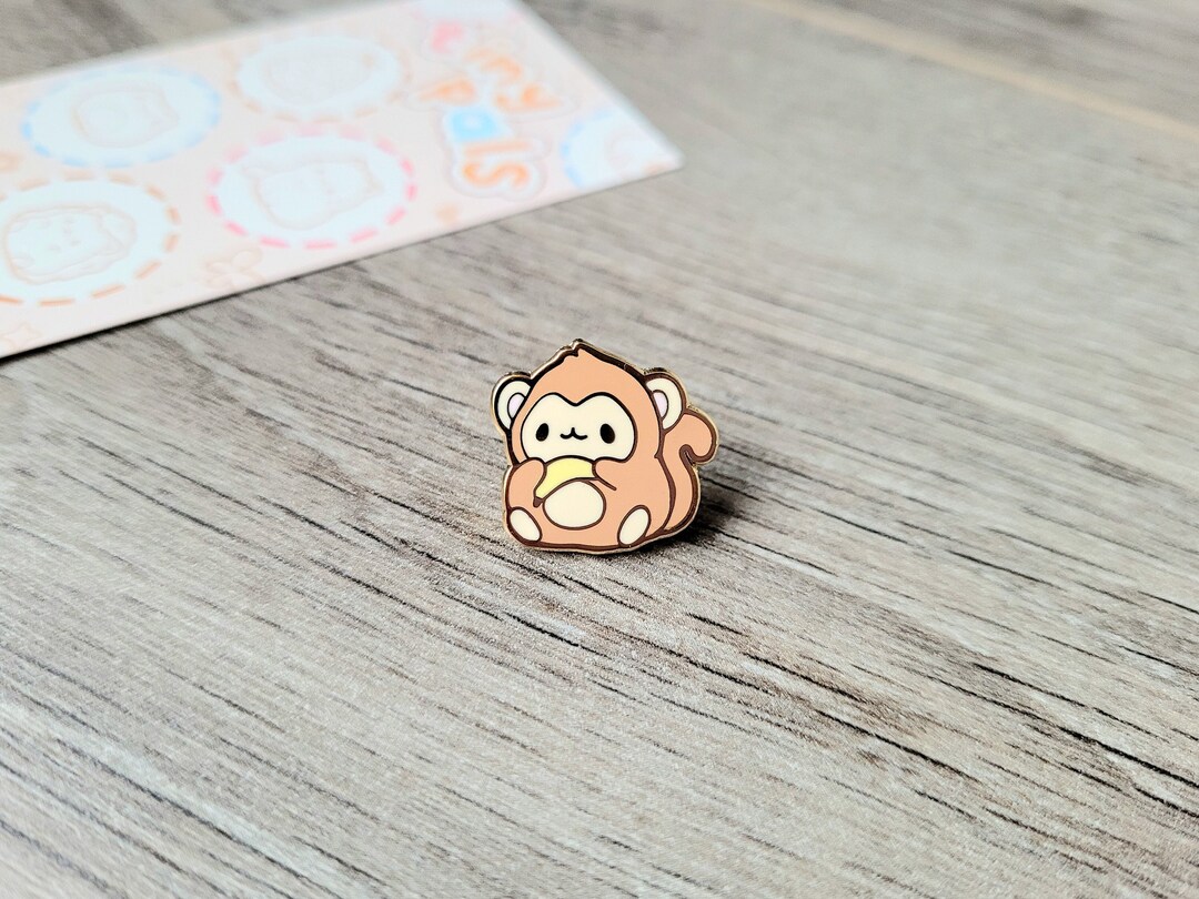 Monkey 0.7" | Tiny Pals Mini Enamel Pins | Cute Animals Board Filler ...