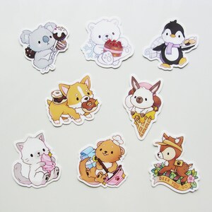 Dessert Buddies 2 Vinyl Stickers Cute Animals & Sweets, Food Corgi Dog ...