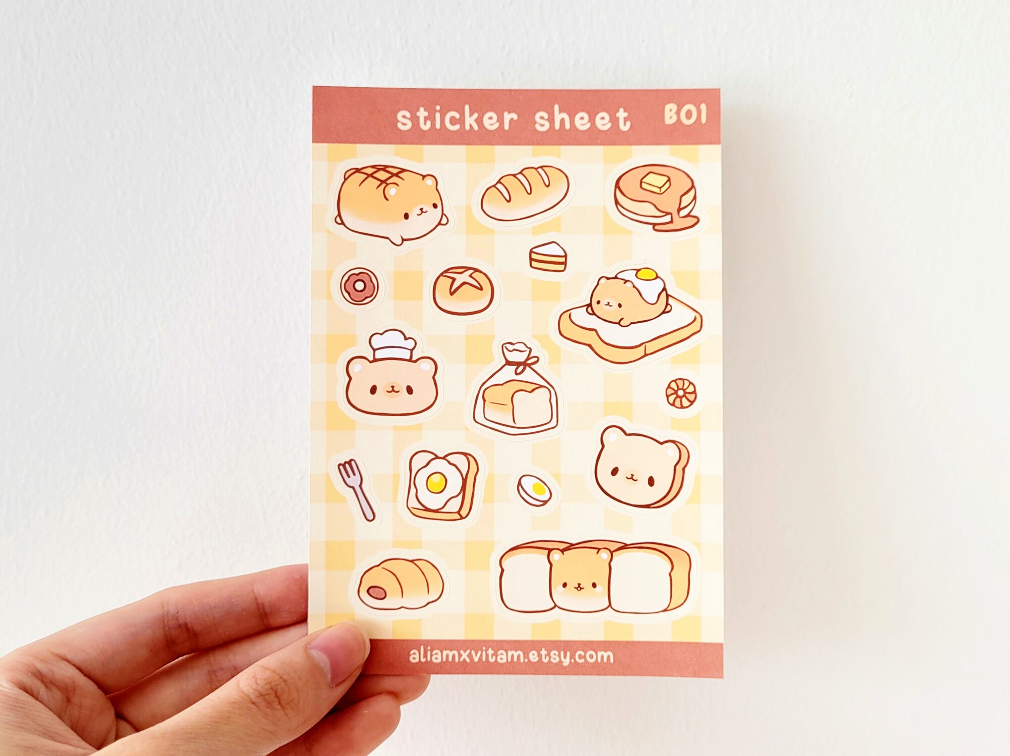 Bun Appétit Sticker Sheets 5x3.5cute Animal Bear Food Bread - Etsy