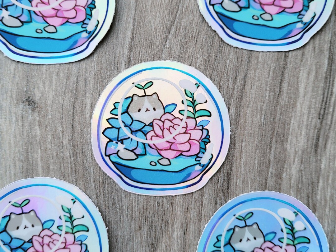 Terrarium Holographic Stickers 2" | Animal Cute Magical Plants Dog Cat ...
