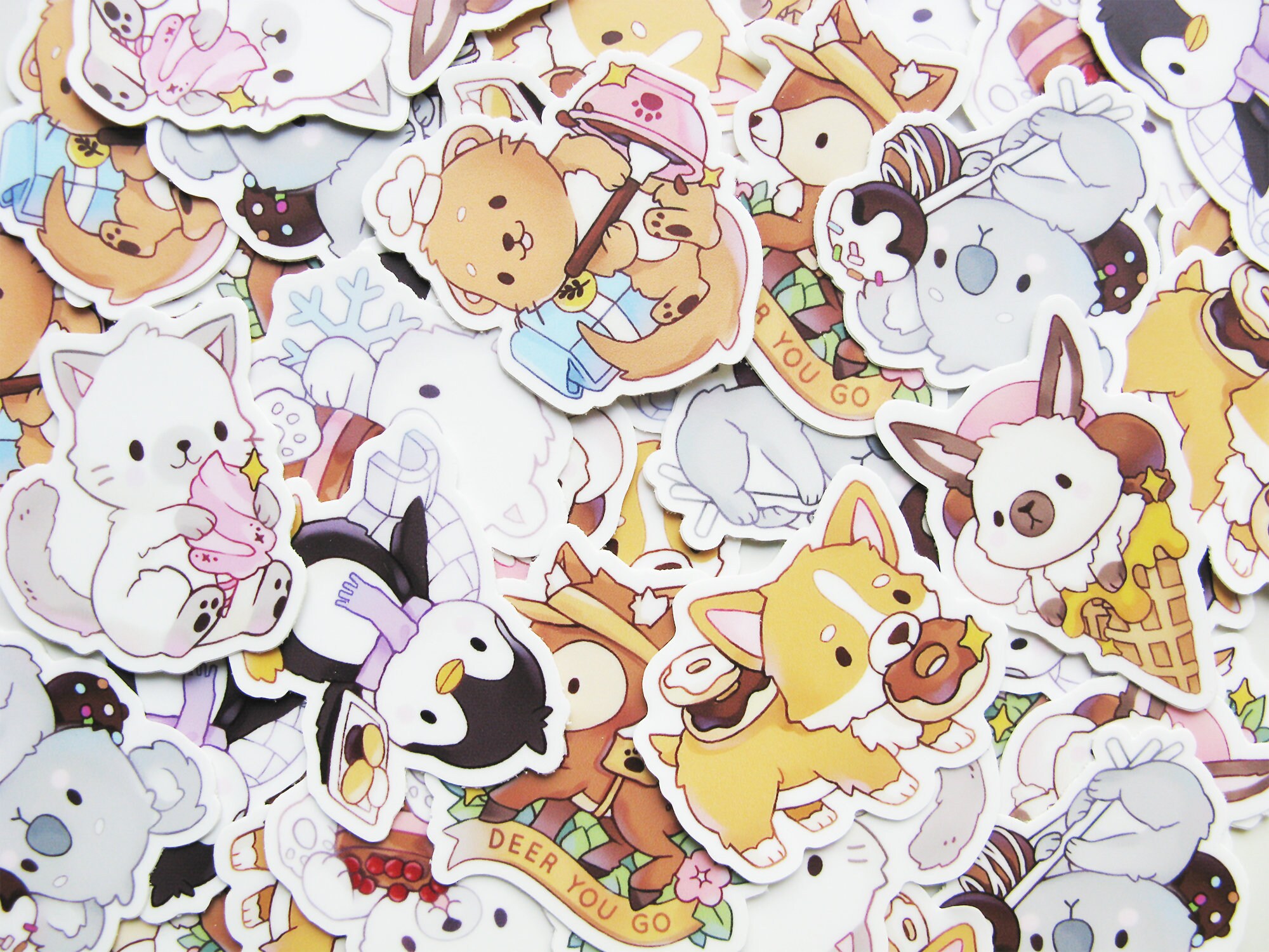 Dessert Buddies 2 Vinyl Stickers Cute Animals & - Etsy