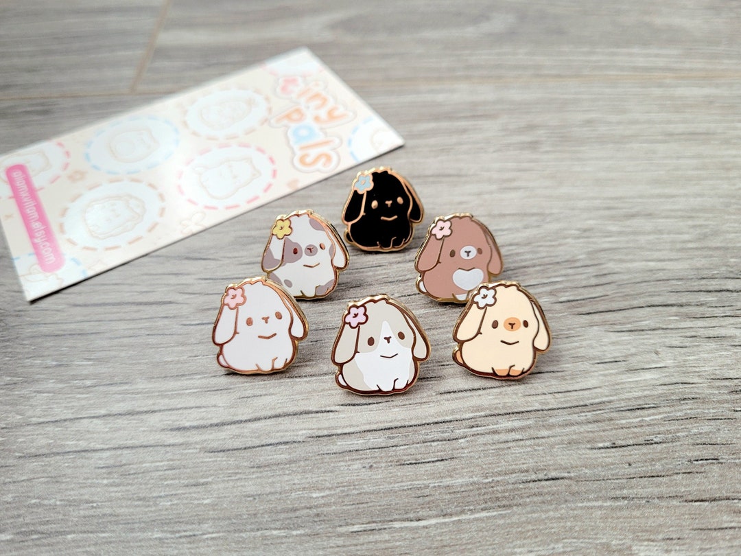 Bunny 0.65" | Tiny Pals Mini Enamel Pins | Cute Animal Board Filler ...