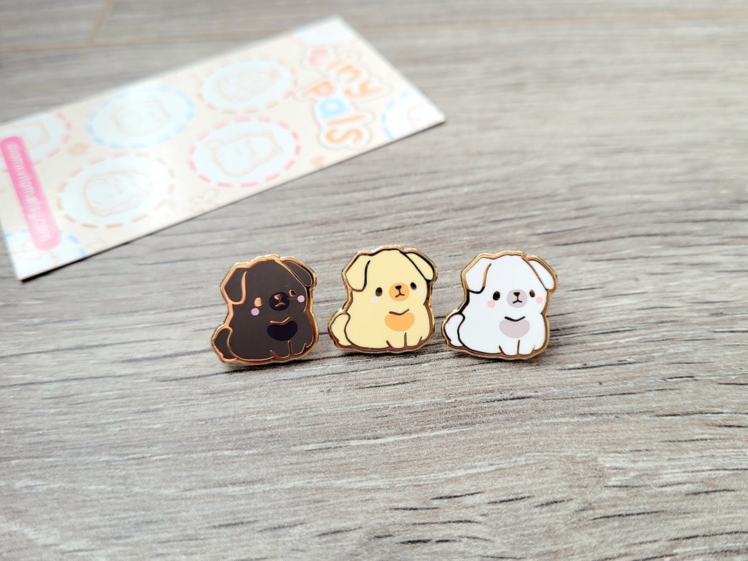Puppy 0.65" | Tiny Pals Mini Enamel Pins | Cute Animals Board Filler ...