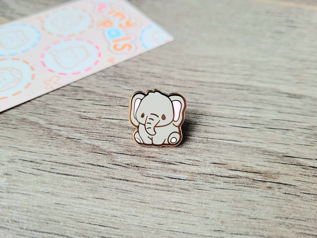 Elephant 0.65" | Tiny Pals Mini Enamel Pins | Cute Animals Board Filler ...