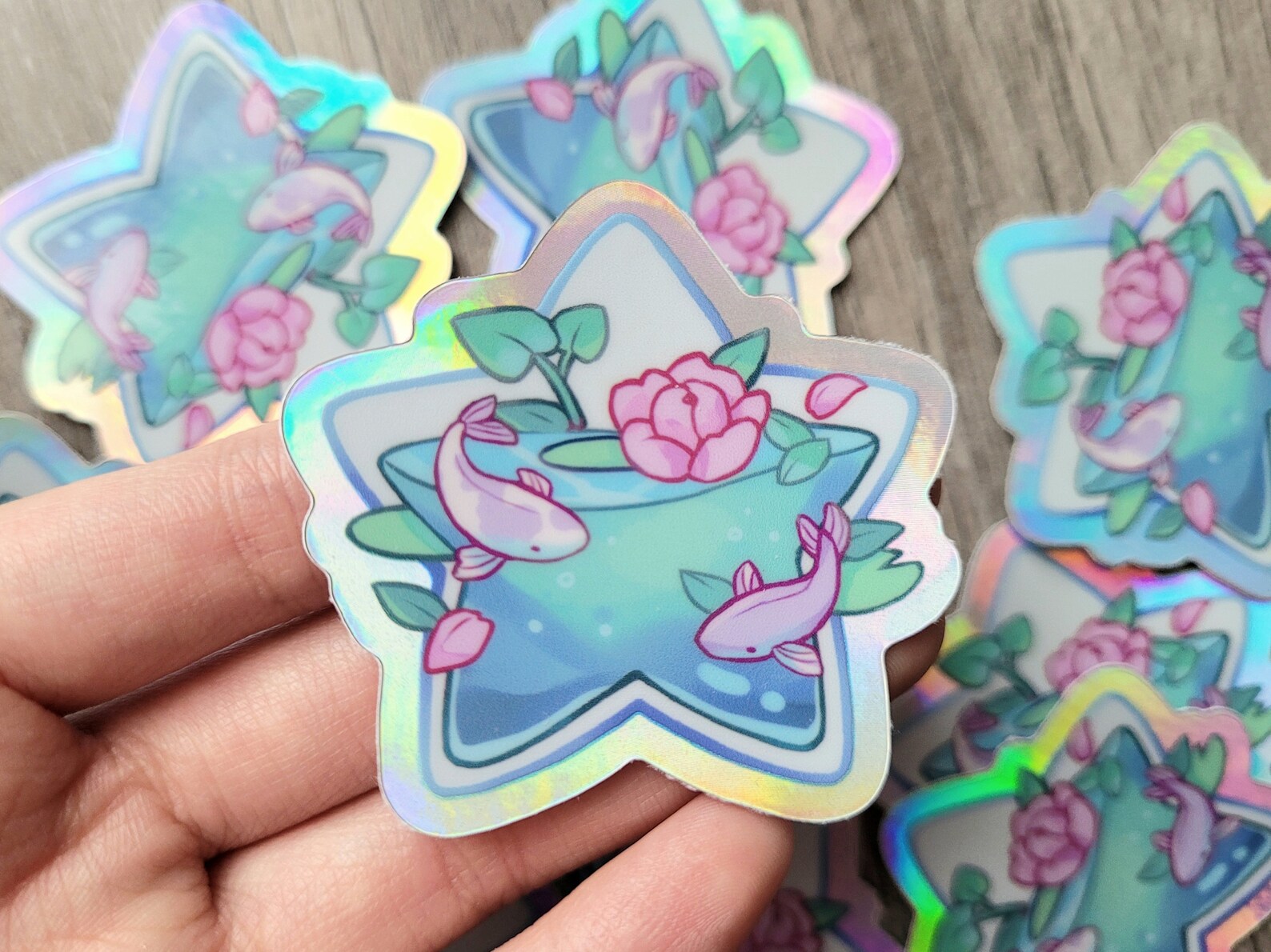 Koi Pond Holographic Stickers 2 Vinyl Magic Moon & - Etsy