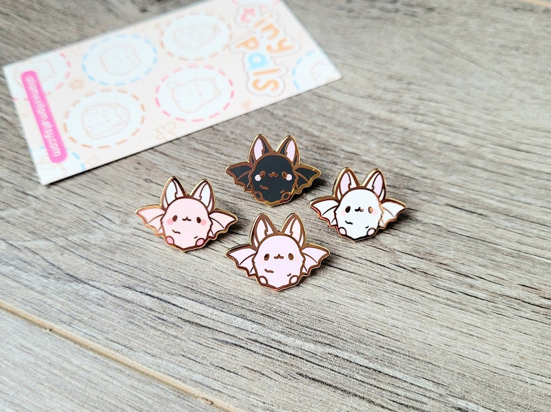 Bat 0.7" | Tiny Pals Mini Enamel Pins | Cute Animal Board Filler ...