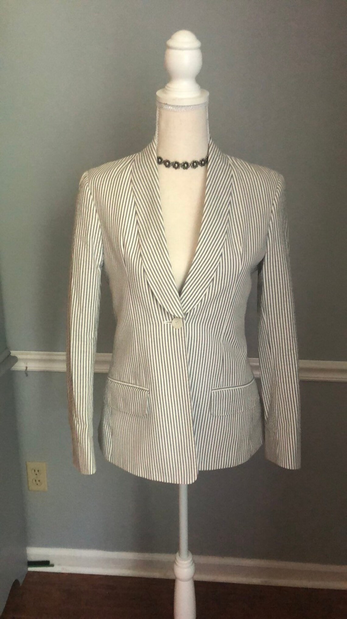 Bespoke Searsucker Blue and White Jacket - Etsy