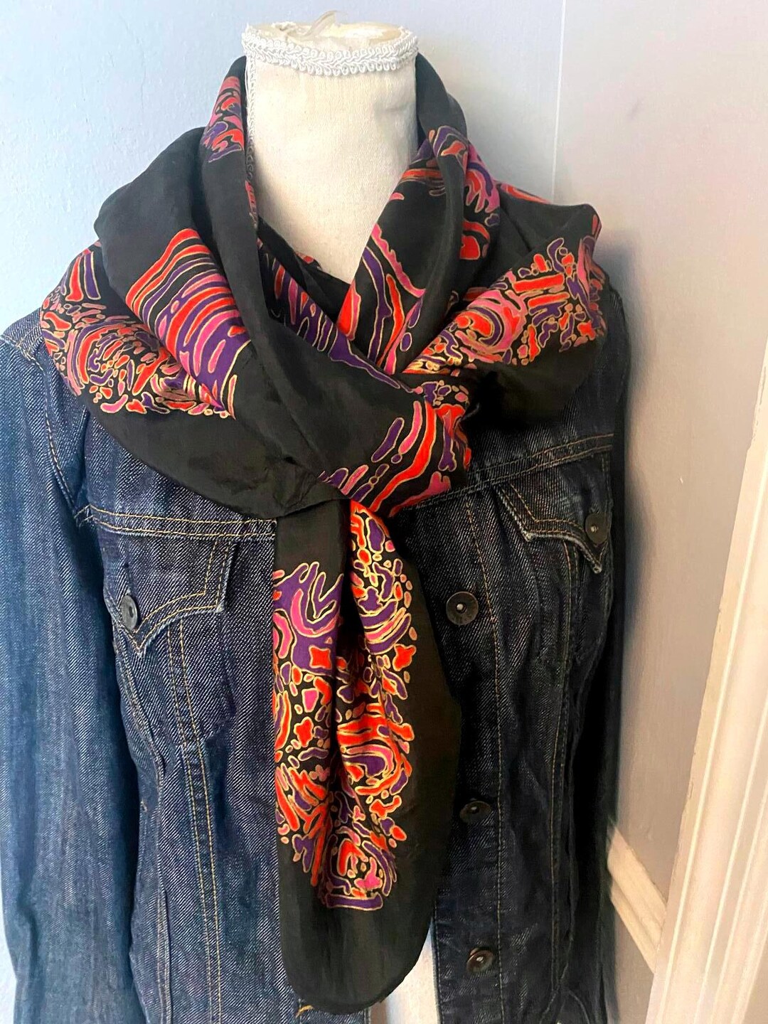 Silk - Made in Thailand Batiked Colorful Women's Scarf - Etsy