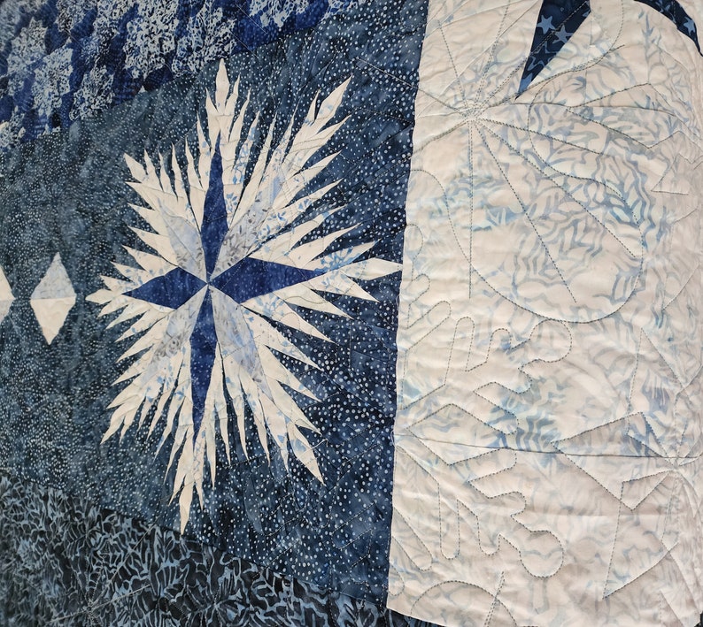 Hand Made Queen Size Ice Crystals Quilt 92x96 - Design by Judy Niemeyer ...