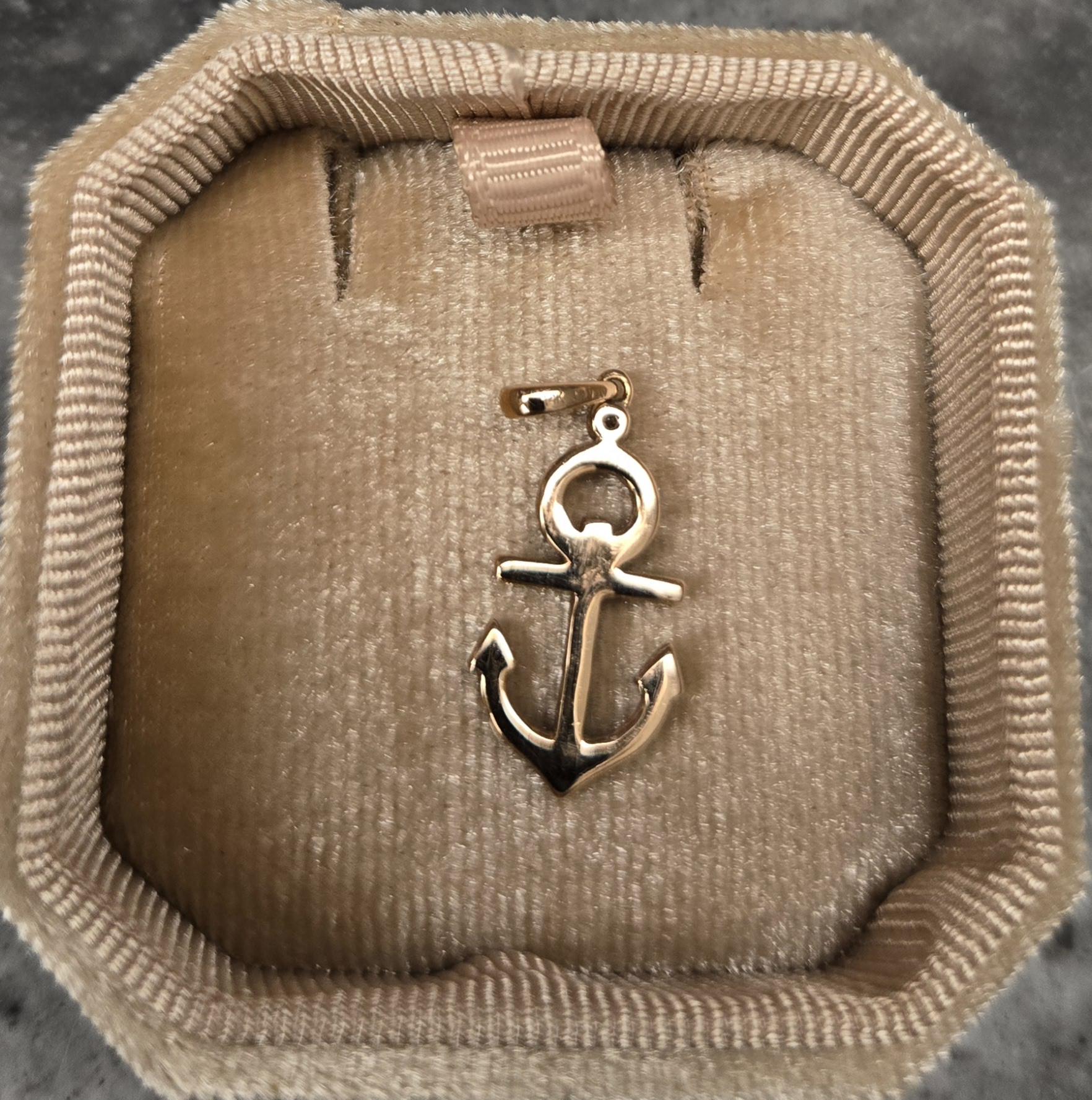 14k Gold Chocolate Diamond Anchor Pendant 1 Inch Including Bevel 36 ...