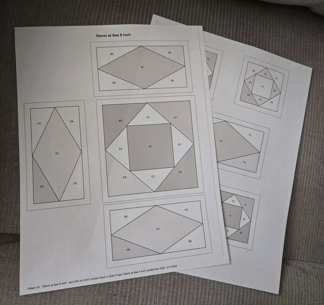 Storm at Sea Paper Piecing Template FPP - 12 Inch and 8 Inch - Etsy