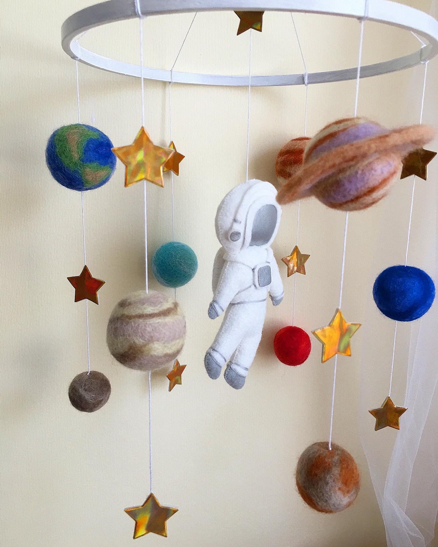 Solar System Mobile Crib Felt Planets Mobile Nursery Astronaut | Etsy