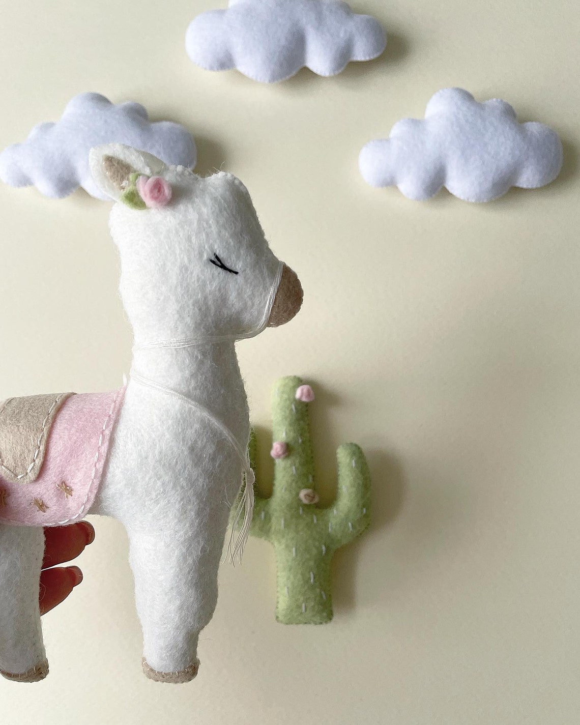 Lama Sewing Pattern, How to Sew Felt Llama Cactus Clouds and Llama PDF ...
