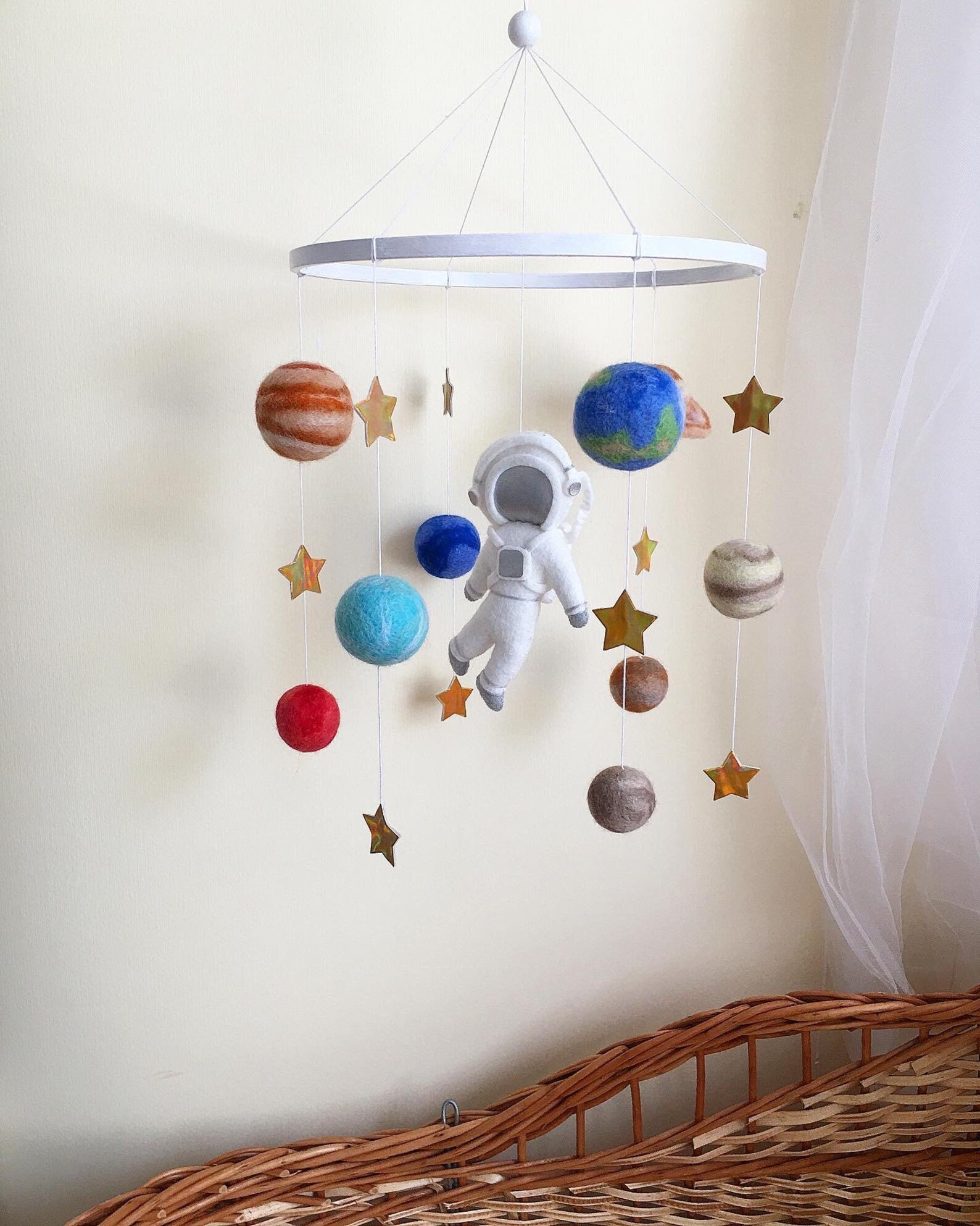 Solar System Mobile Crib Felt Planets Mobile Nursery Astronaut | Etsy