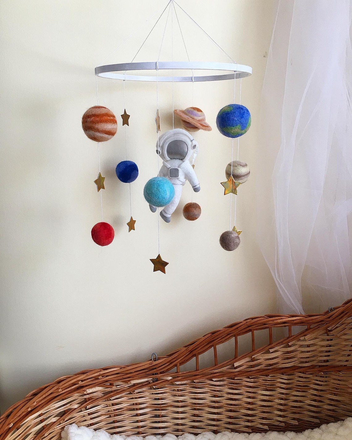 Solar System Mobile Crib Felt Planets Mobile Nursery Astronaut | Etsy