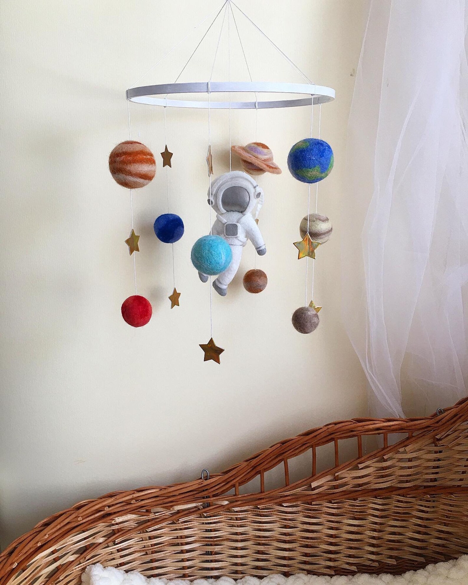 Solar System Mobile Crib Felt Planets Mobile Nursery Astronaut | Etsy