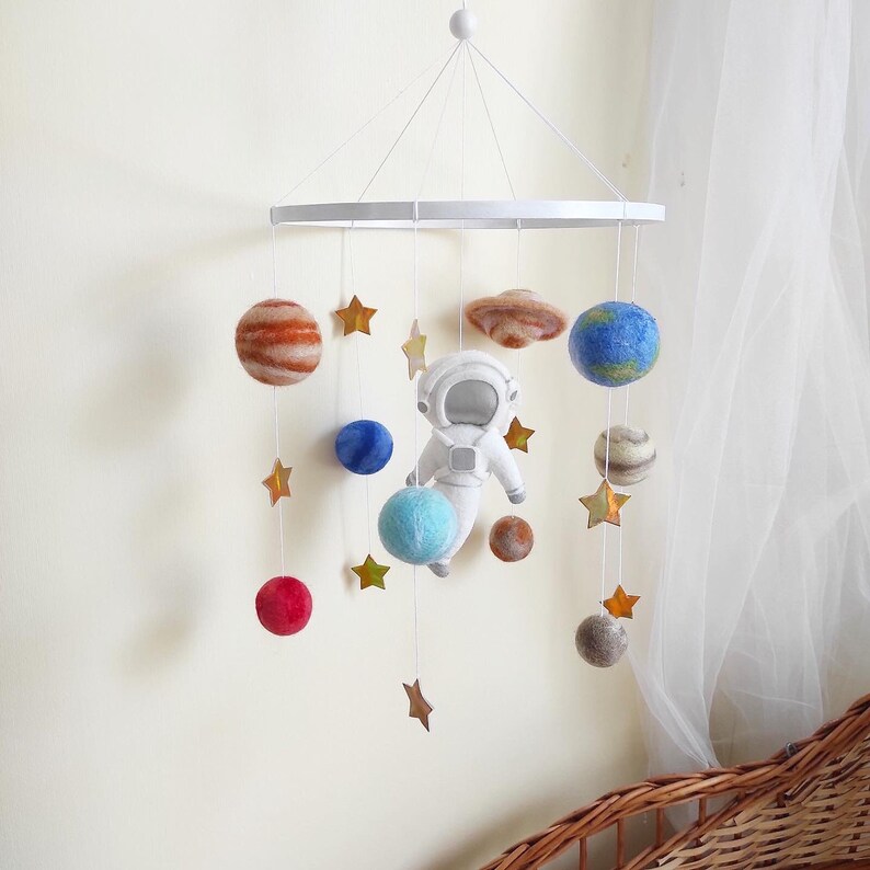 Solar System Mobile Crib Felt Planets Mobile Nursery Astronaut | Etsy