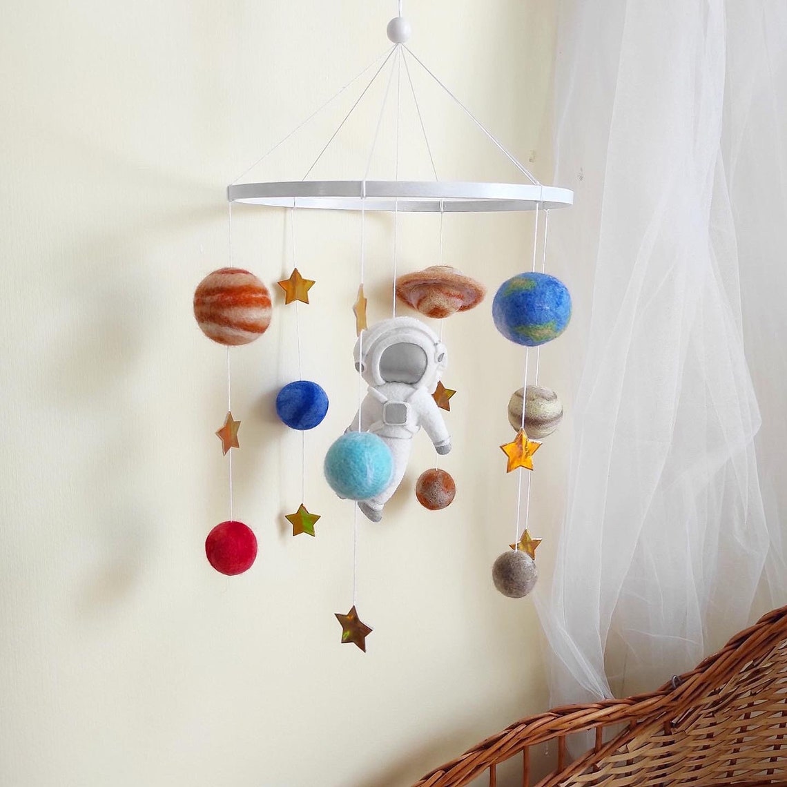 Solar System Mobile Crib Felt Planets Mobile Nursery Astronaut | Etsy