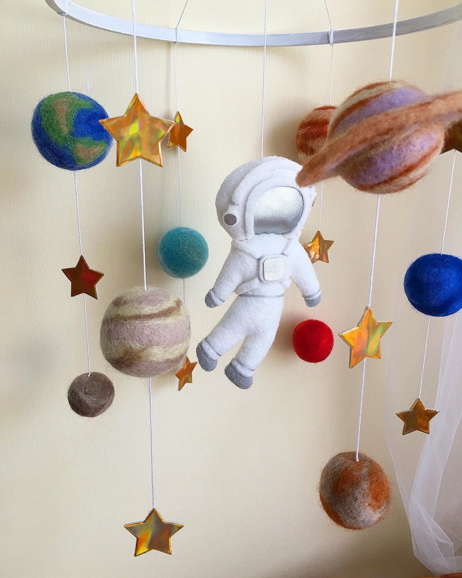 Solar System Mobile Crib Felt Planets Mobile Nursery Astronaut | Etsy