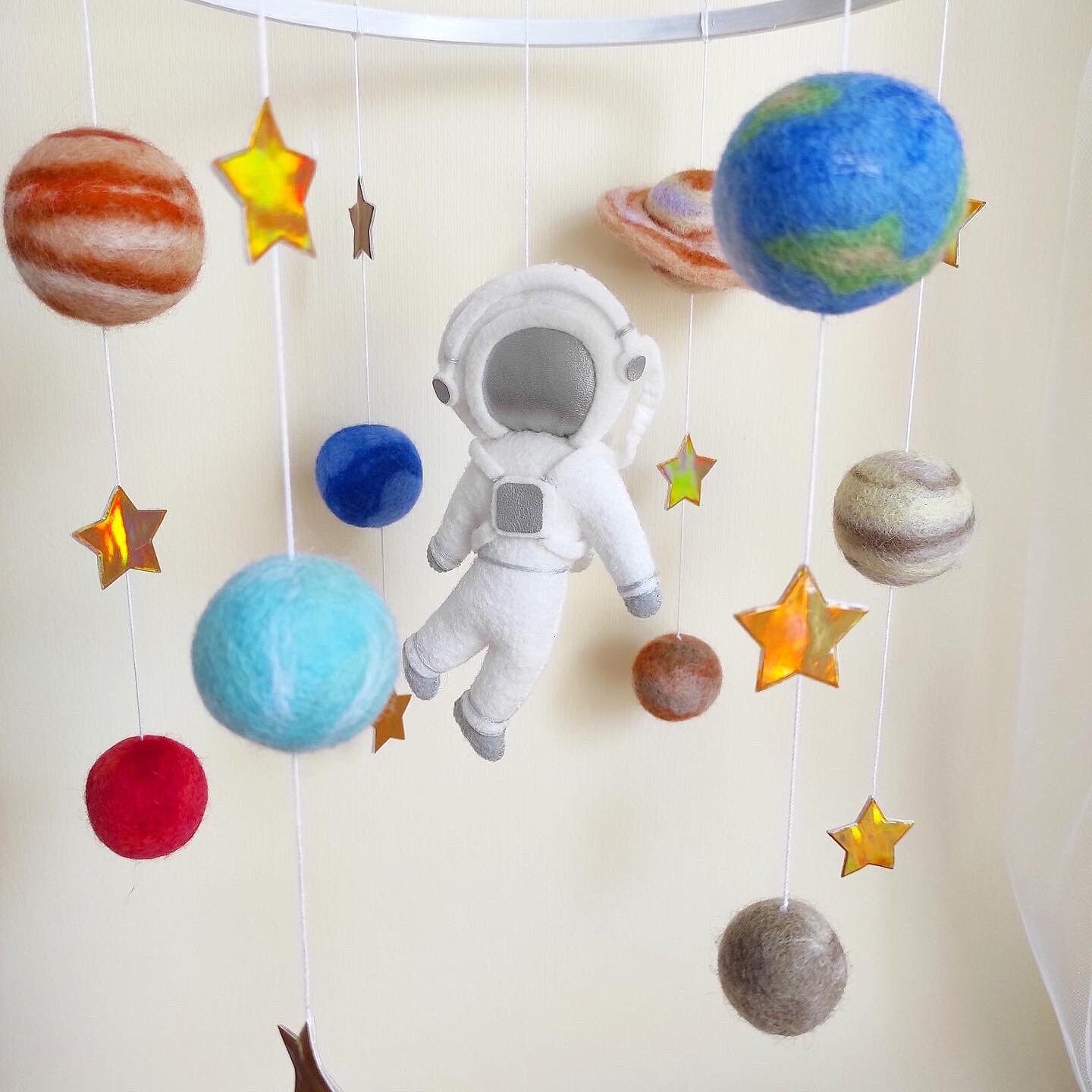 Solar System Mobile Crib Felt Planets Mobile Nursery Astronaut | Etsy