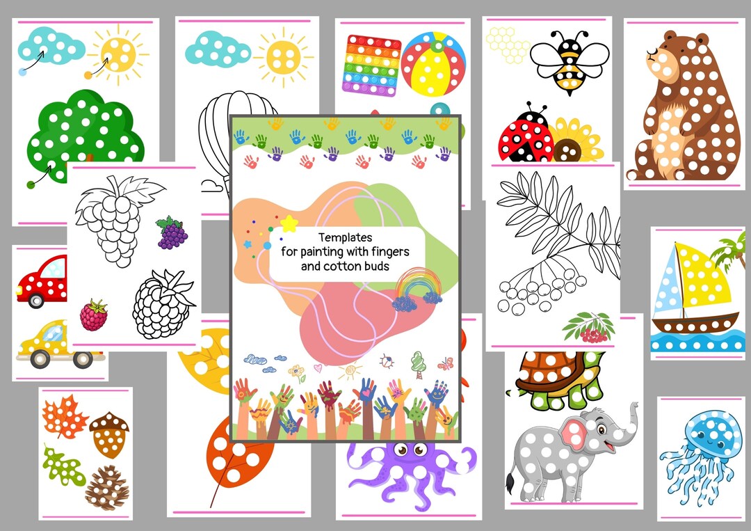 Finger and Cotton Swab Painting Templates With Uncolored Circles for ...