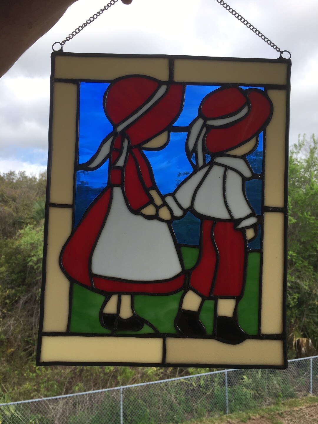 Tiffany Style Stained Glass Panel, the Sunday Social. Encased in Lead ...