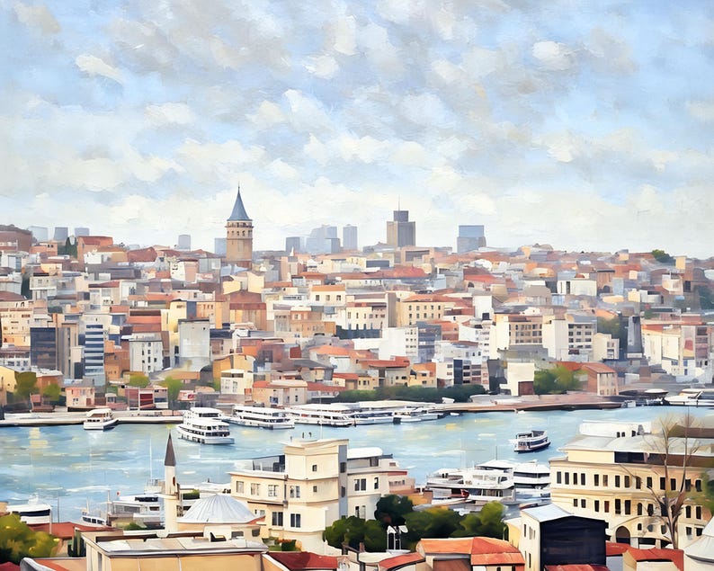 Set of 5, Istanbul City Views , Whirling Dervish, Galata Tower With ...