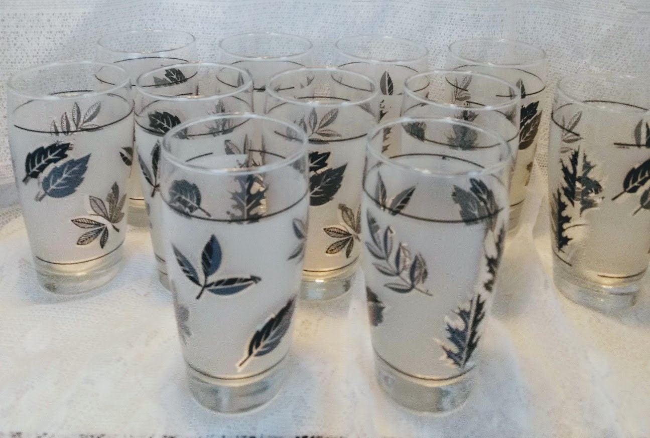 MCM Glassware, Highball Size, 12 Oz., Gray and Silver Colored, 11 ...