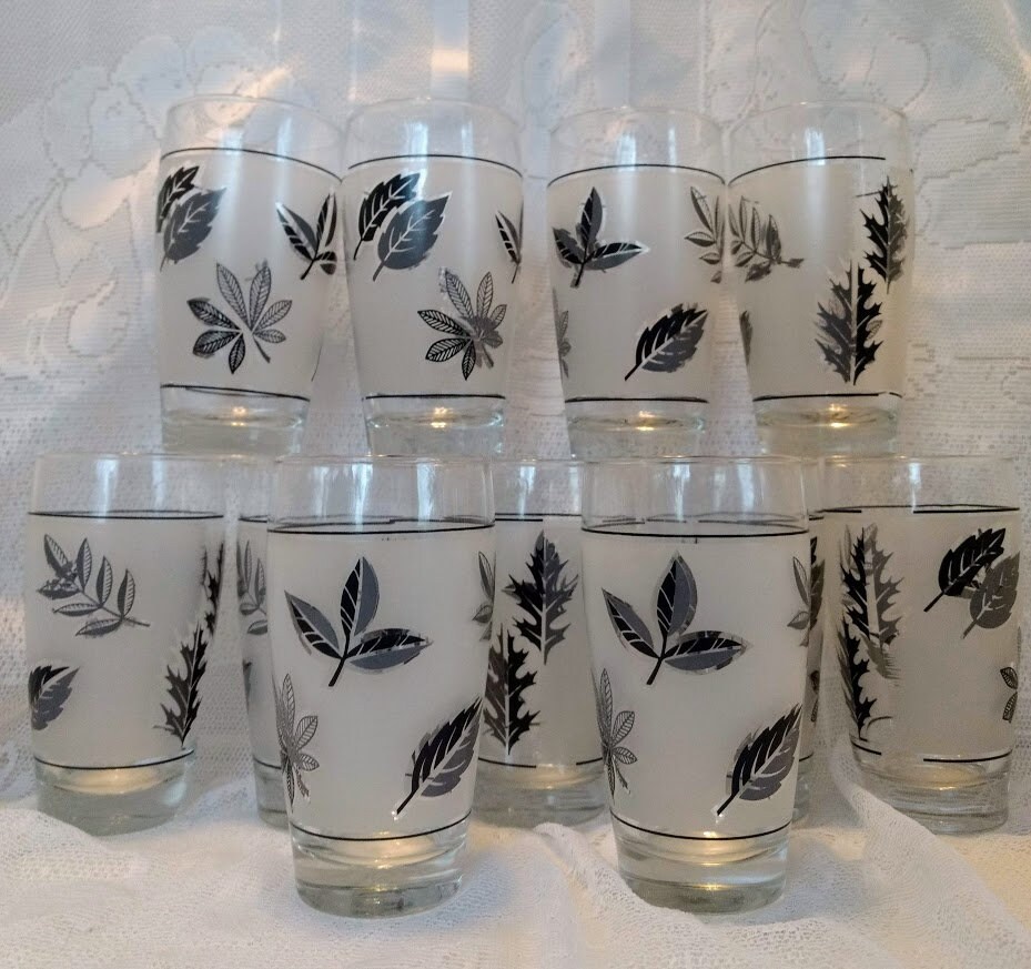 MCM Glassware, Highball Size, 12 Oz., Gray and Silver Colored, 11 ...