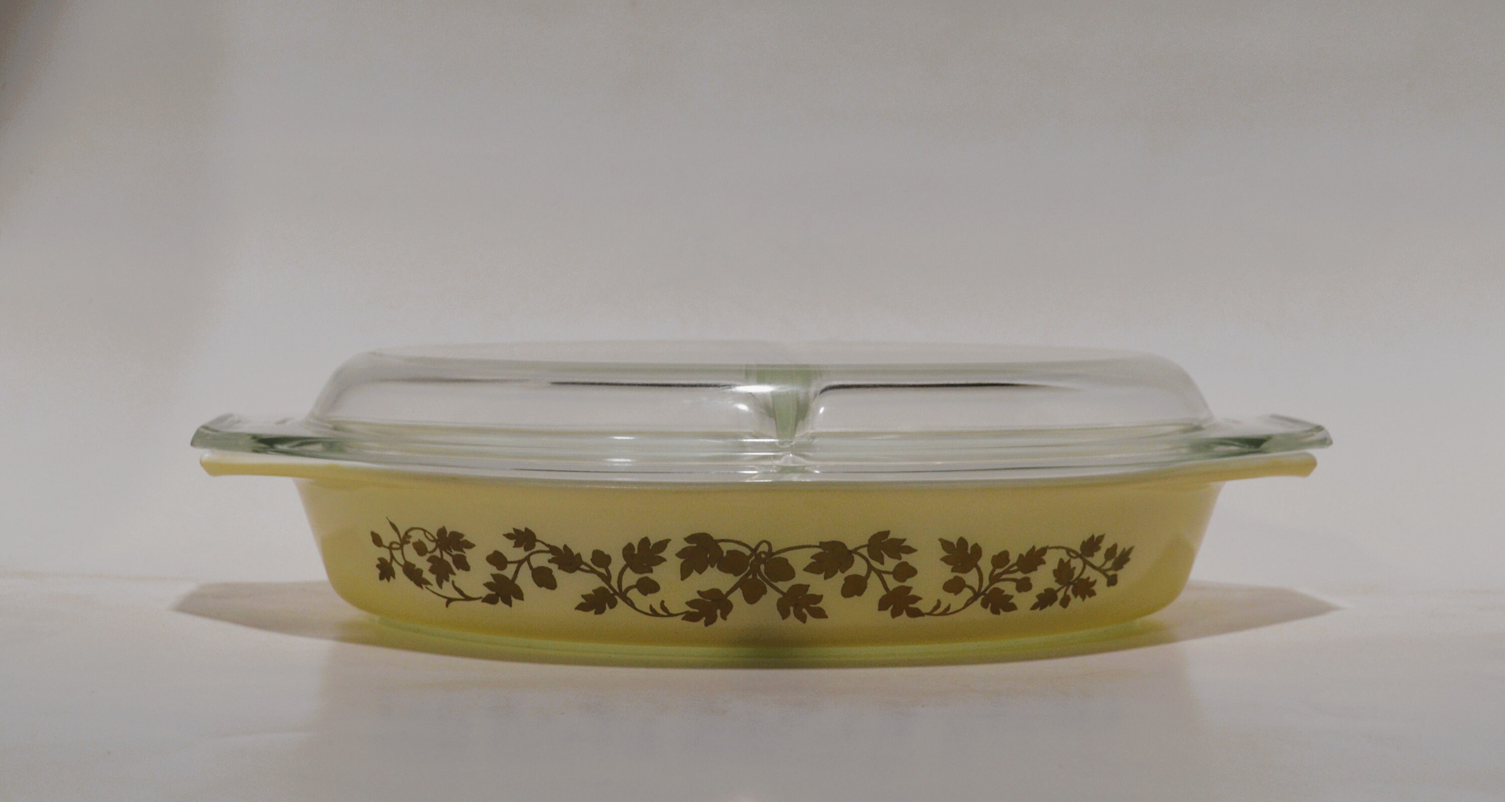 Vintage Pyrex Divided Casserole Dish With Lid, Golden Acorn Pattern 1-1 ...