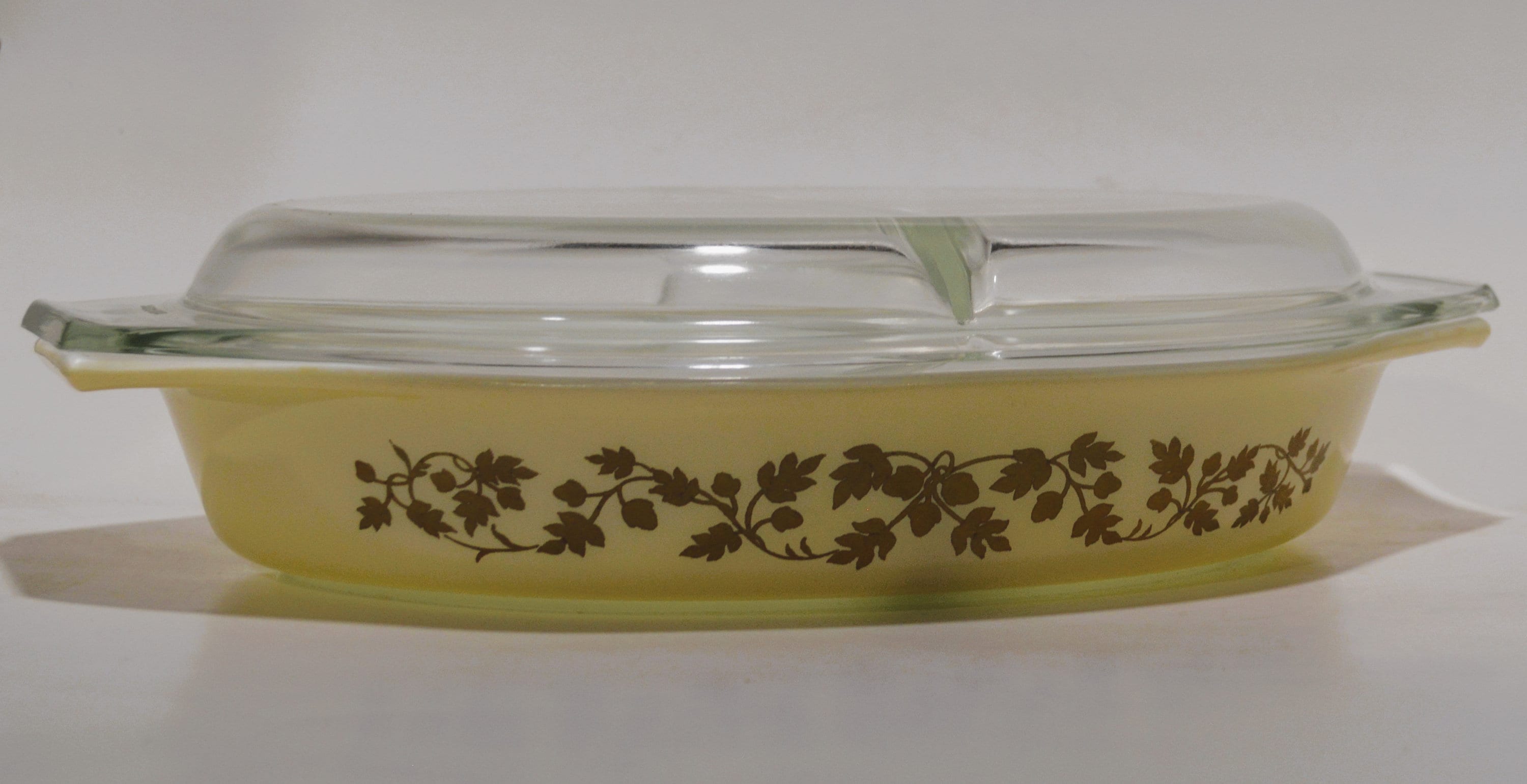 Vintage Pyrex Divided Casserole Dish With Lid, Golden Acorn Pattern 1-1 ...