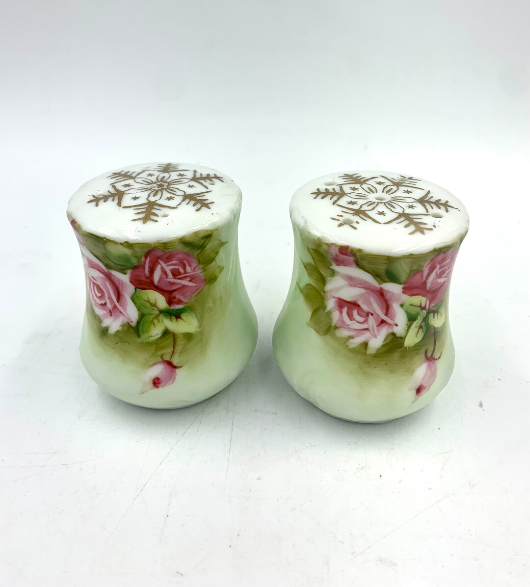 Lefton Green Heritage Rose Salt and Pepper Shakers - Etsy