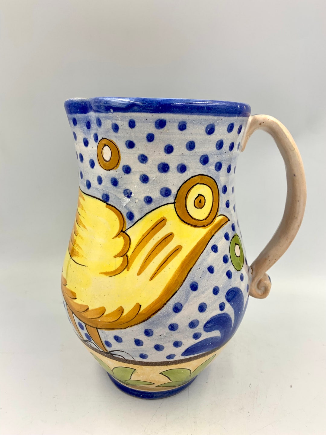 Signed Pottery Pitcher - Etsy