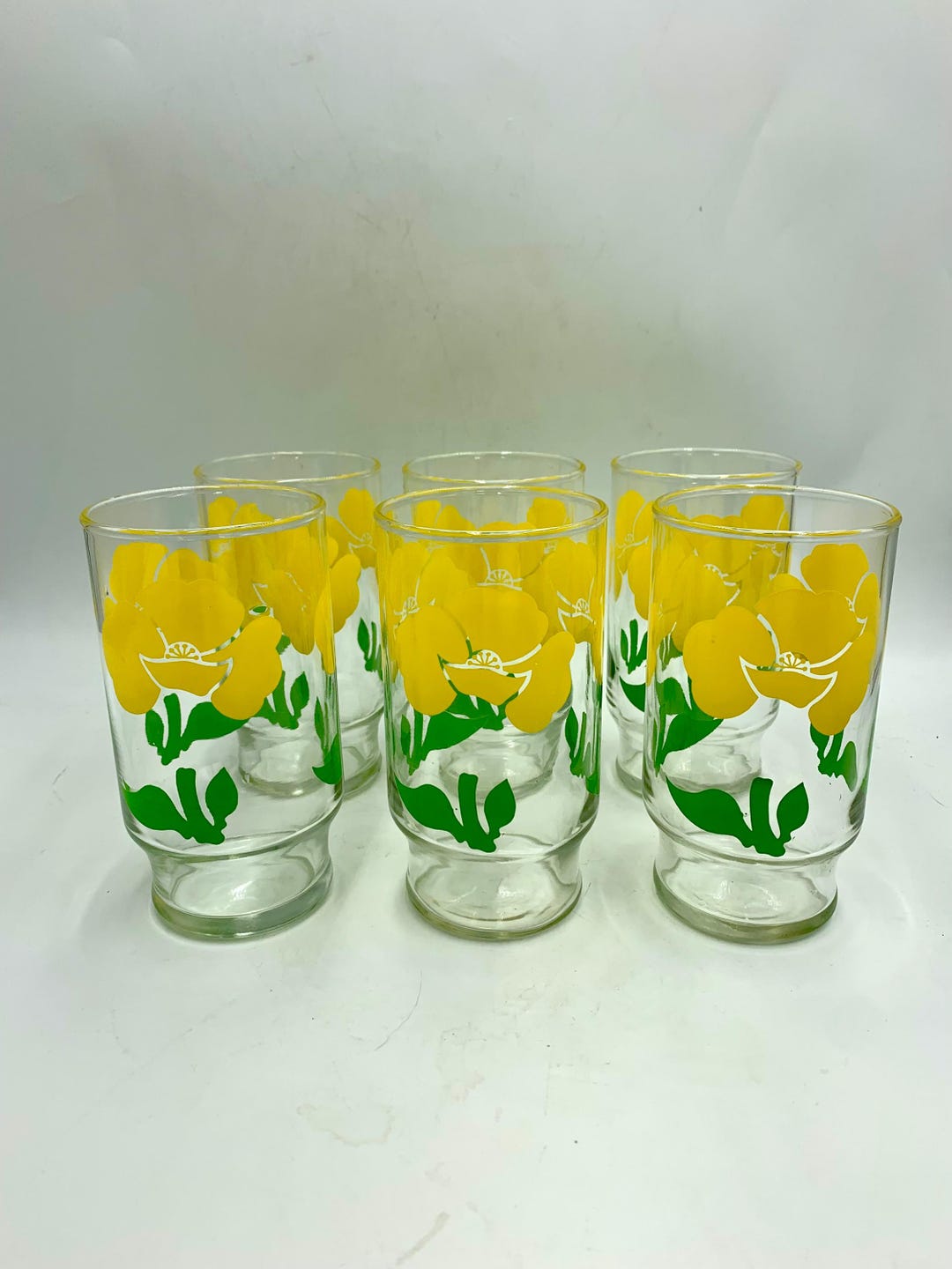 Anchor Hocking Set of Six Foxy Poppy Drinking Glasses - Etsy