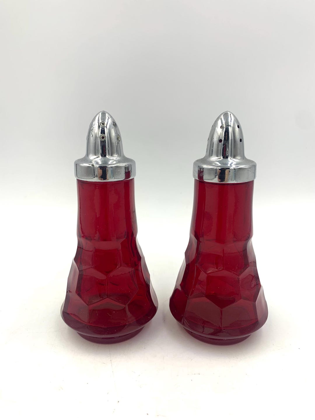 Viking Georgian Green Glass Salt and Pepper Shakers - Etsy