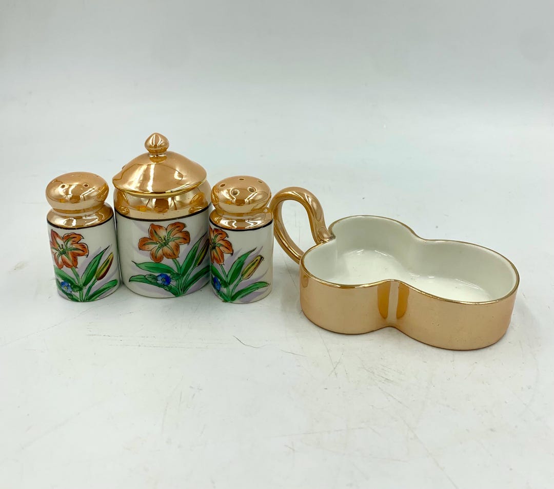 Noritake 4 Piece Peach Lusterware Condiment Set - Etsy