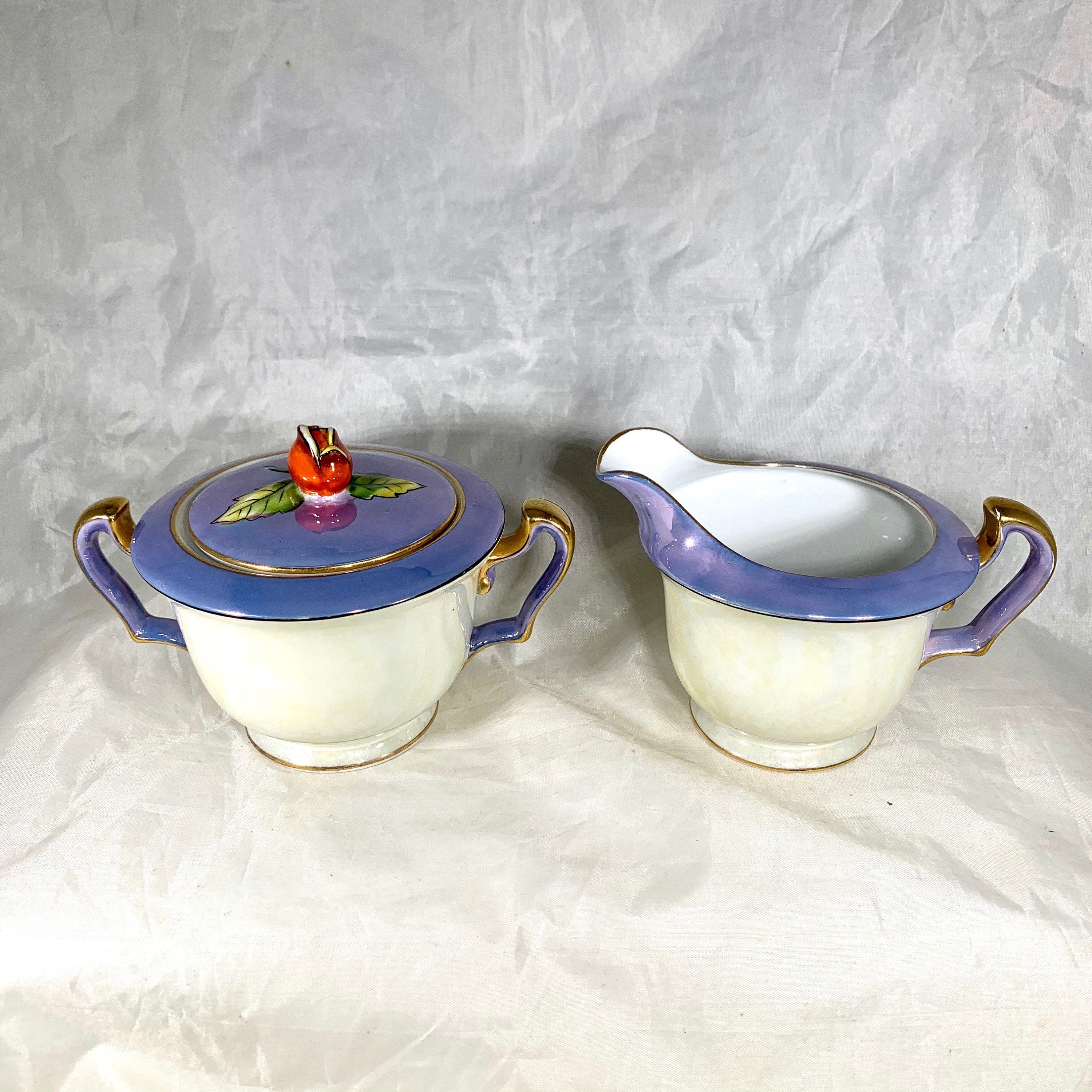 Beautiful Noritake Luster Ware Creamer and Sugar Set With Rose - Etsy