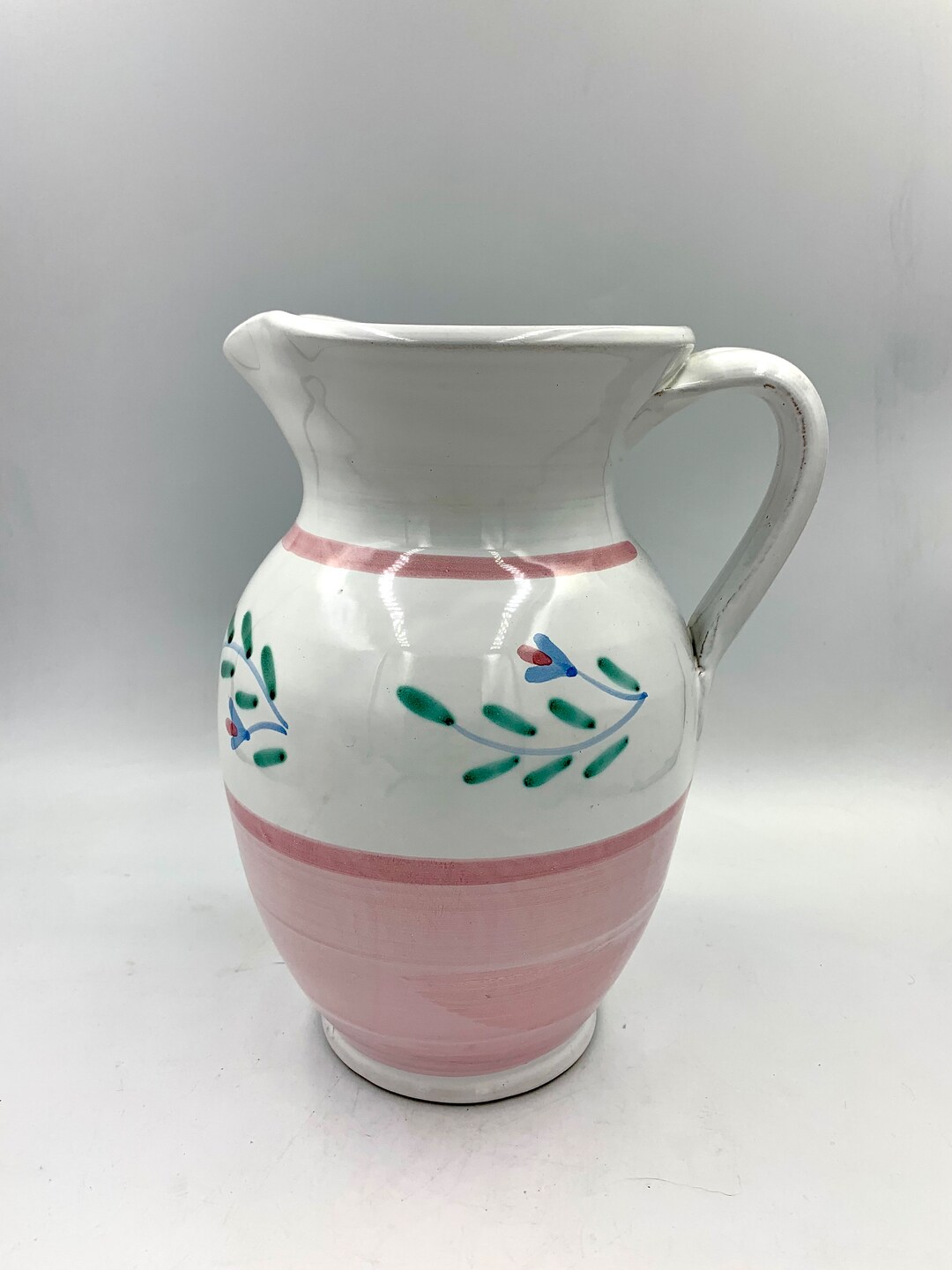 Caleca Italy Pink Garland Hand Painted Pitcher - Etsy