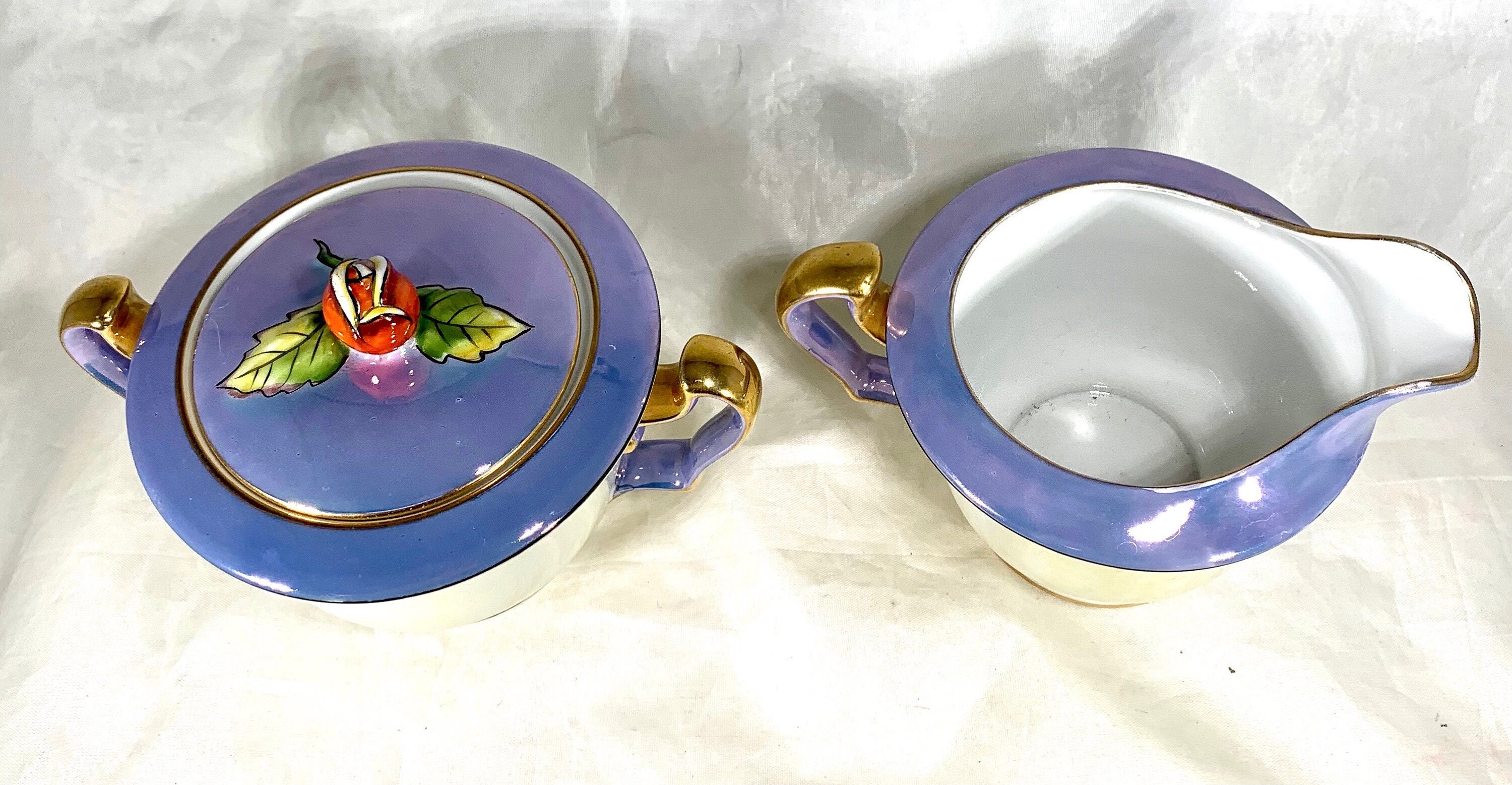 Beautiful Noritake Luster Ware Creamer and Sugar Set With Rose - Etsy