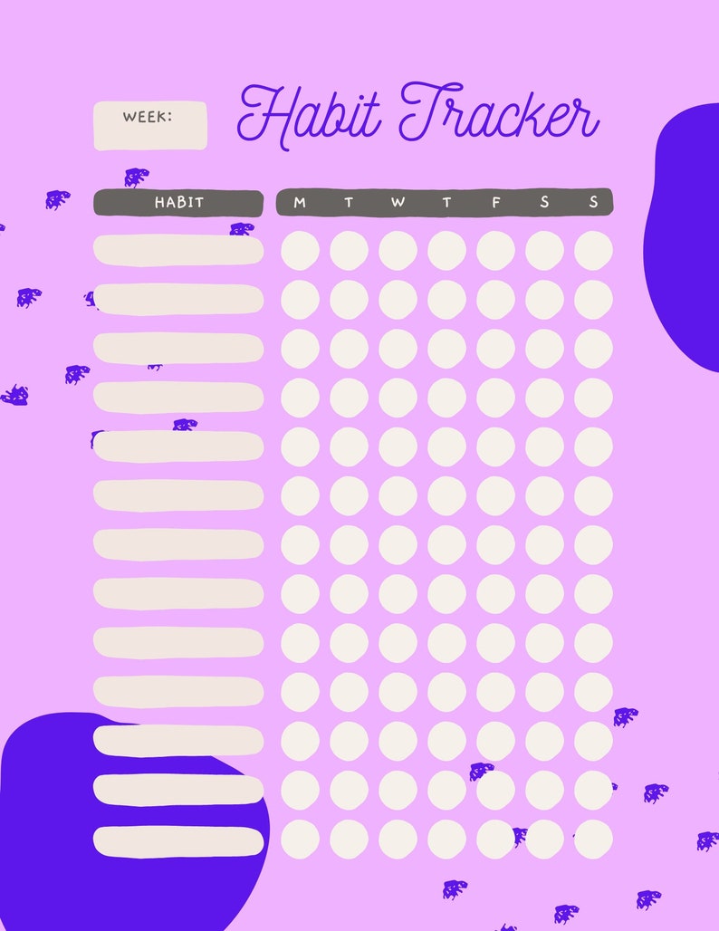 Habit Tracker, Planning, Goals, Purple Habit Tracker - Etsy
