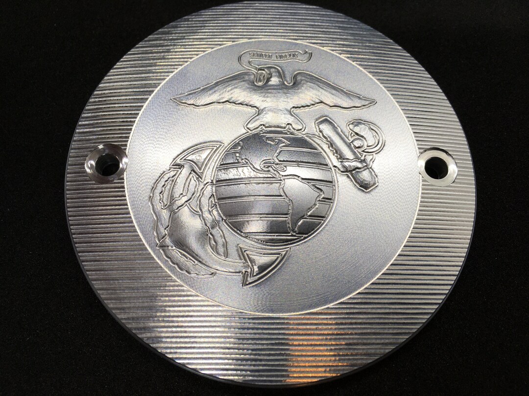 USMC 3D CNC Machined Custom Harley Point & Triumph Primary Covers ...