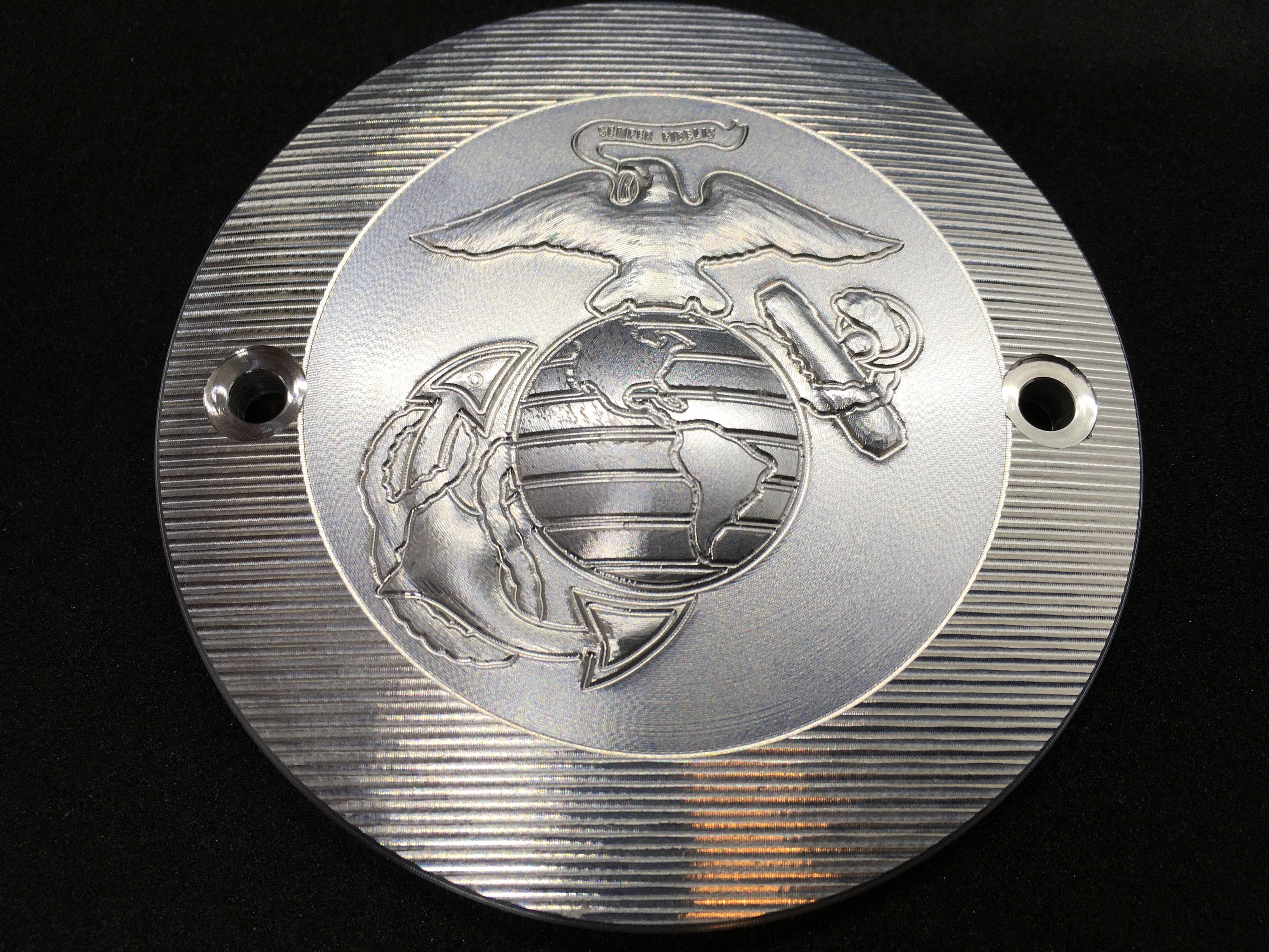 USMC 3D CNC Machined Custom Harley Point & Triumph Primary Covers ...