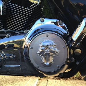 Screaming Skull 3D CNC Machined Custom Harley & Sportster Primary Derby ...