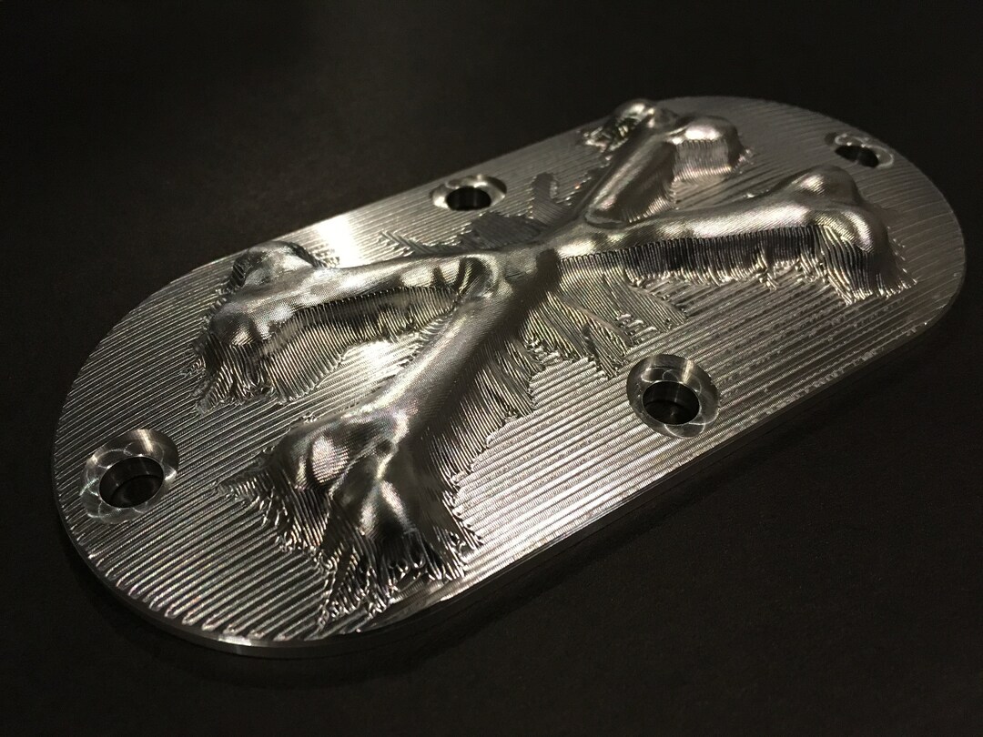 3D CNC Machined Custom Harley Primary Chain Access Cover Engraved Cross ...