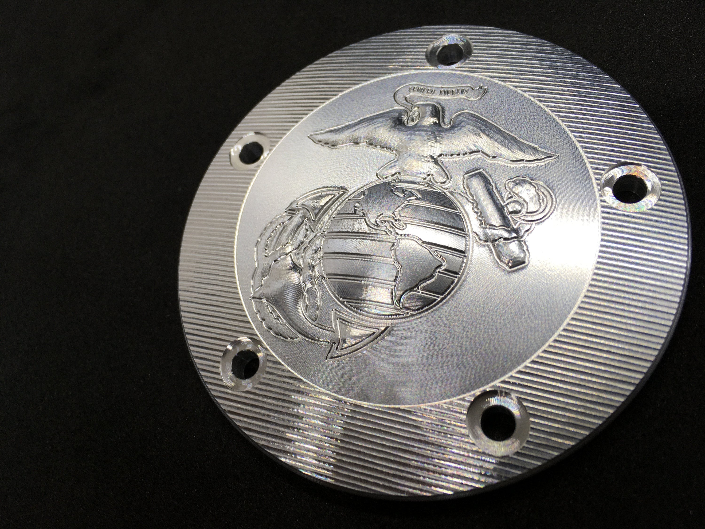 USMC 3D CNC Machined Custom Harley Point & Triumph Primary Covers ...