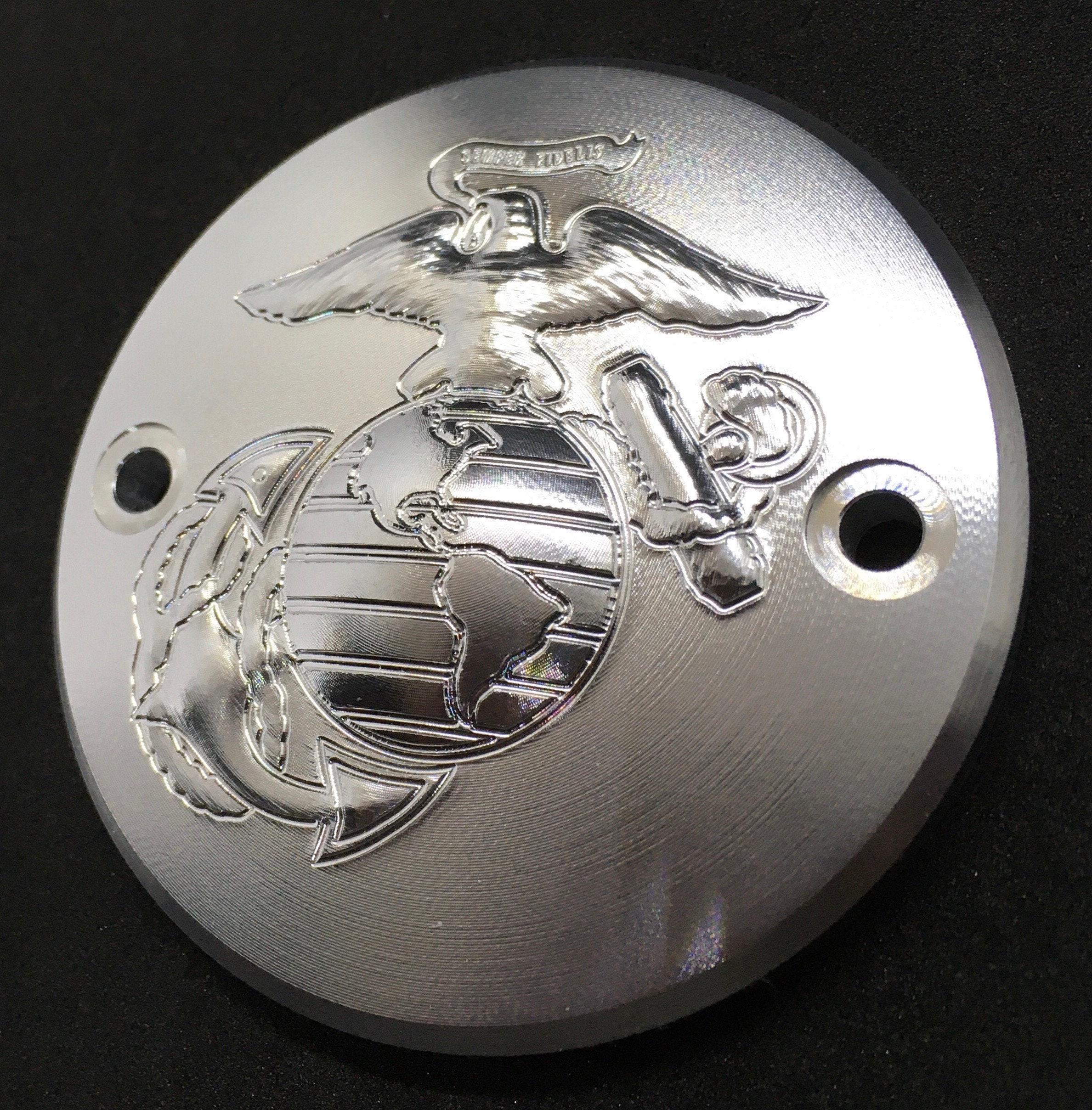 USMC 3D CNC Machined Custom Harley Point & Triumph Primary Covers ...
